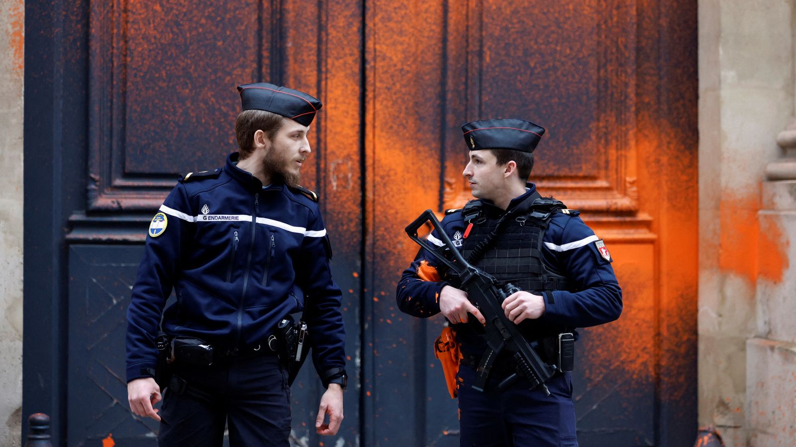 French climate activists spray-paint front of prime minister's office ...