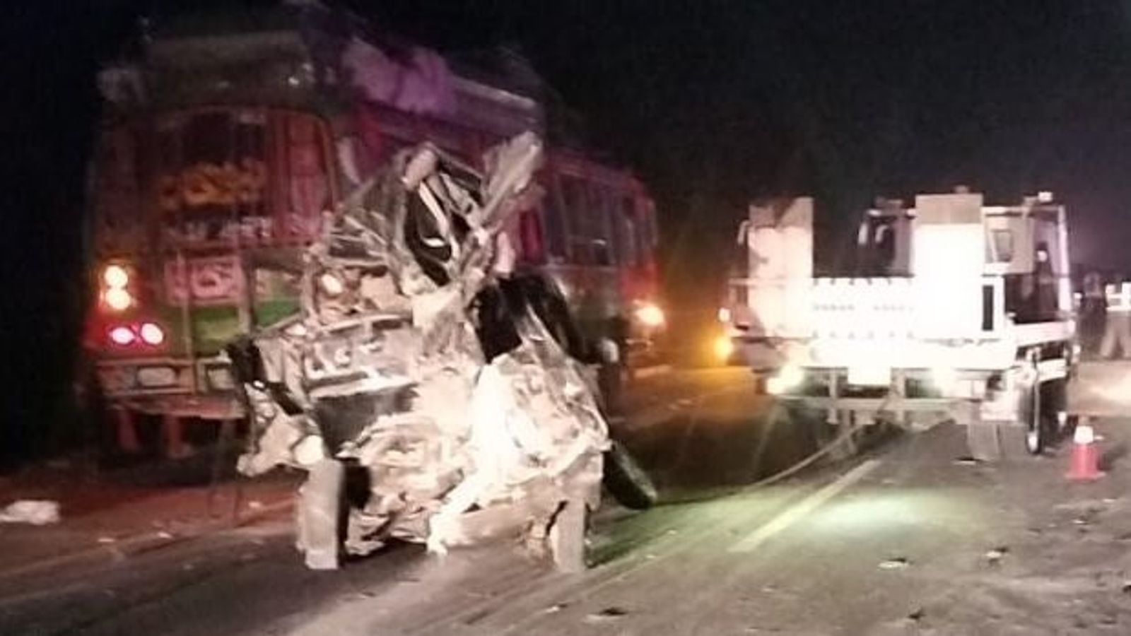 Thirteen people killed as bus collides with van on motorway in Pakistan ...
