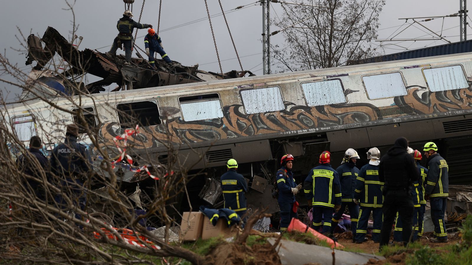 Greece train crash: Dozens killed in head-on rail collision north of Athens | World News | Sky News