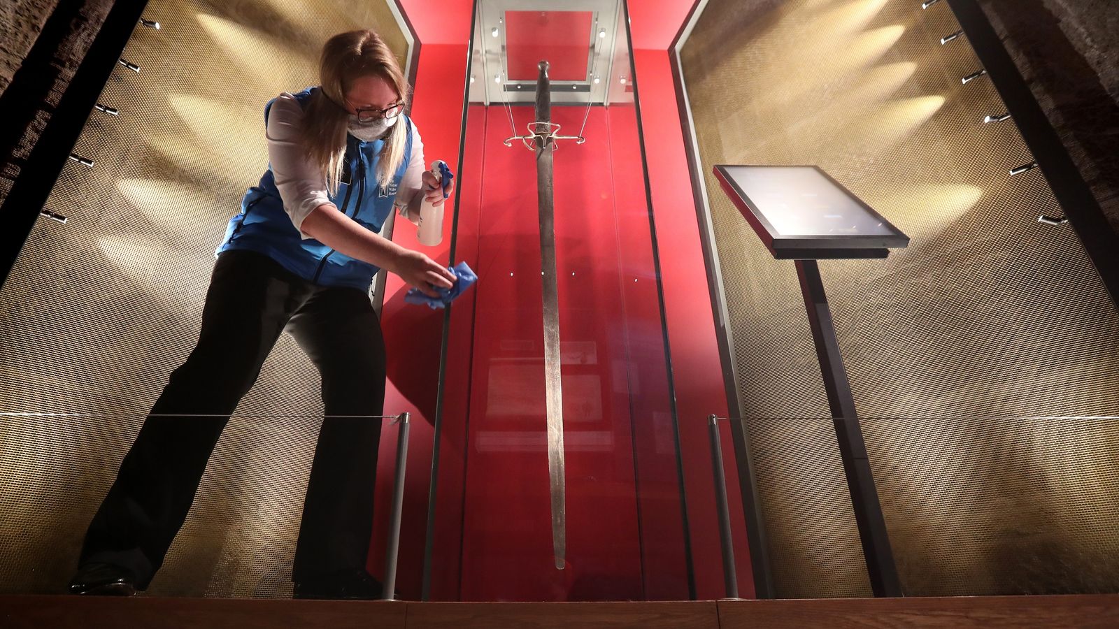 William Wallace's sword being checked for damage after casing smashed ...