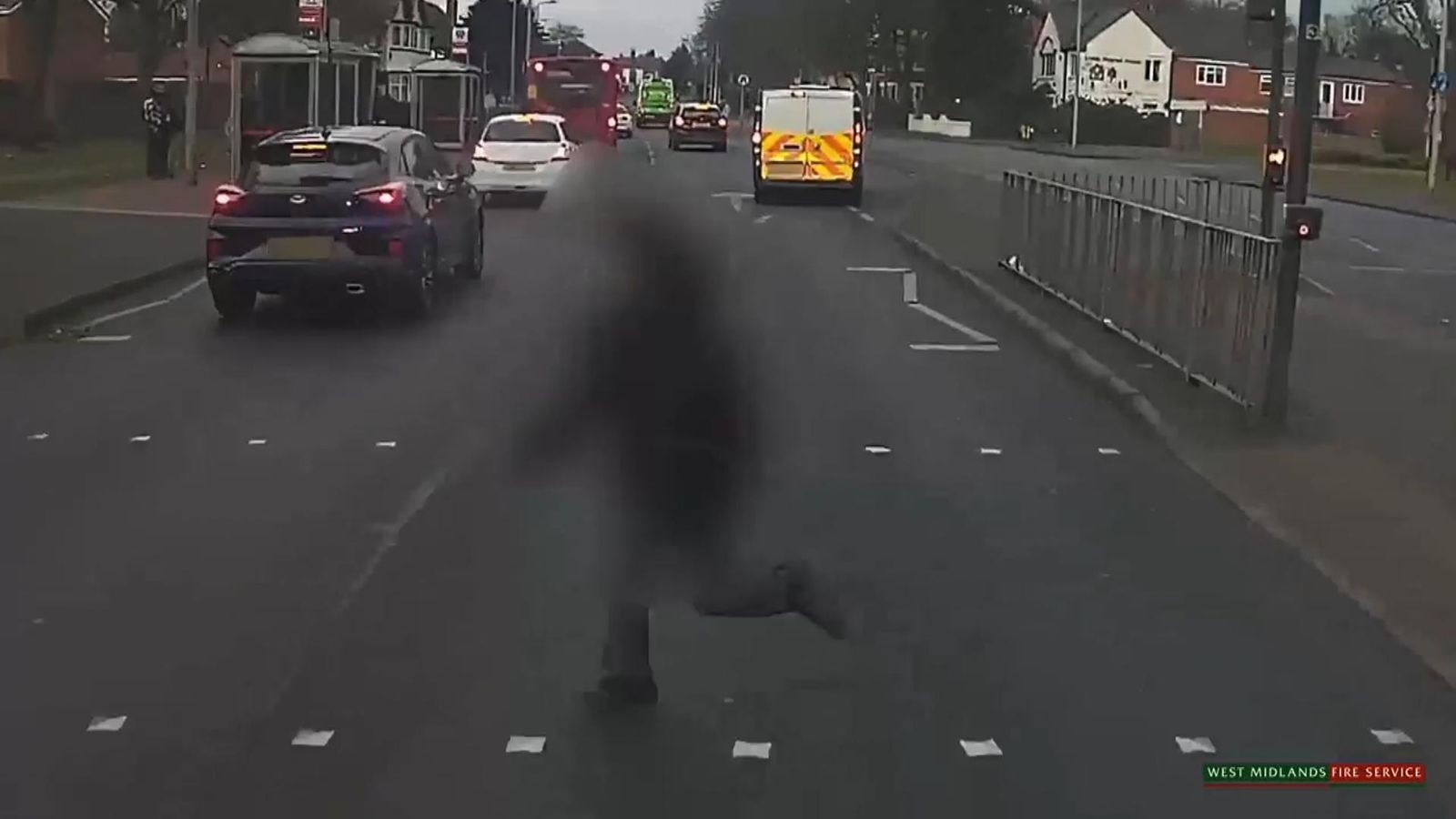 West Midlands: Close call as child runs in front of fire engine on way ...