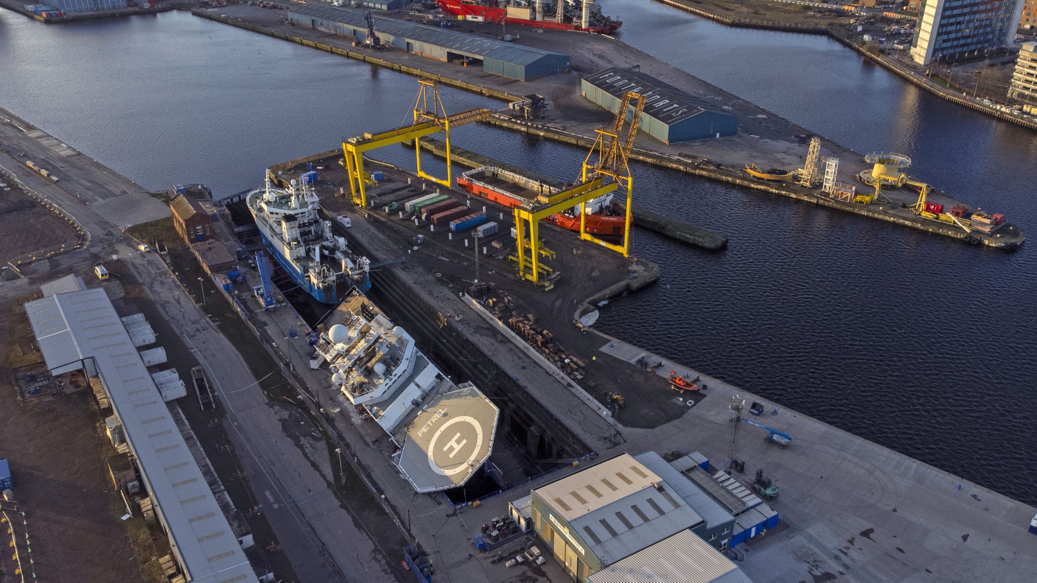 Cranes on site as investigations continue at Edinburgh dry dock where ...
