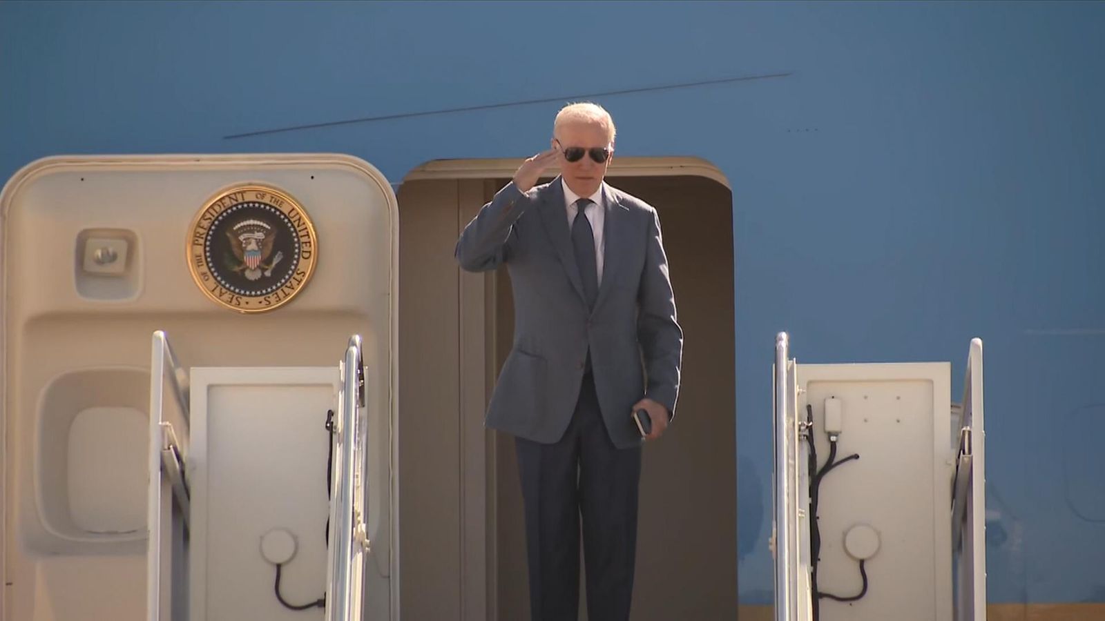 Joe Biden boards a plane and takes off from the US on his way to ...