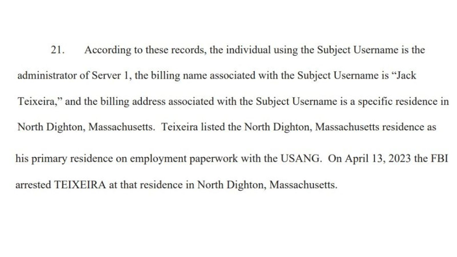 Jack Teixeira Justification Behind The 21 Year Olds Arrest Released