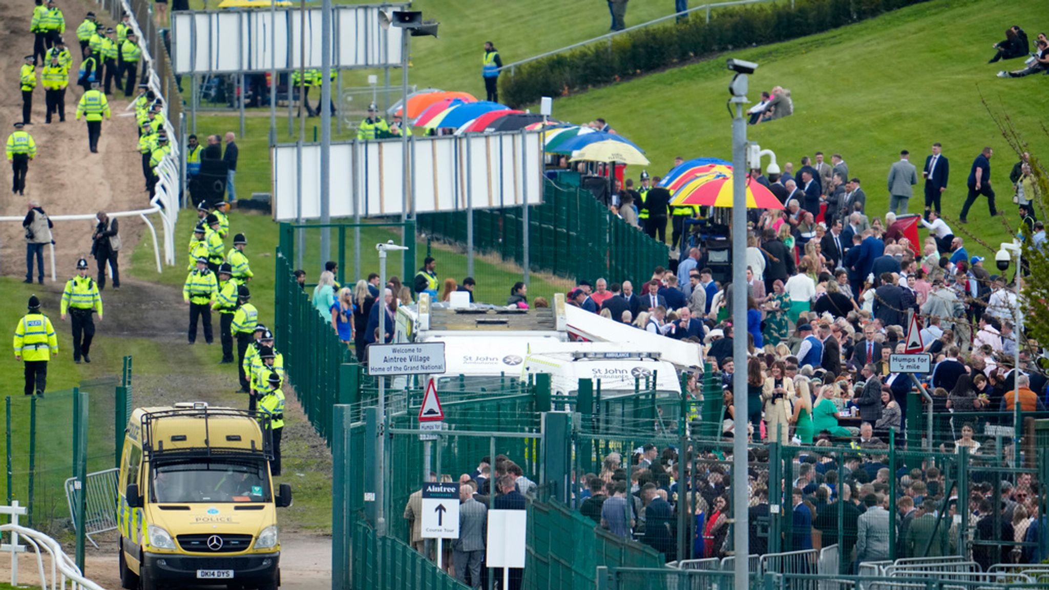 Third racehorse dies during Grand National meeting - as 118 arrested ...
