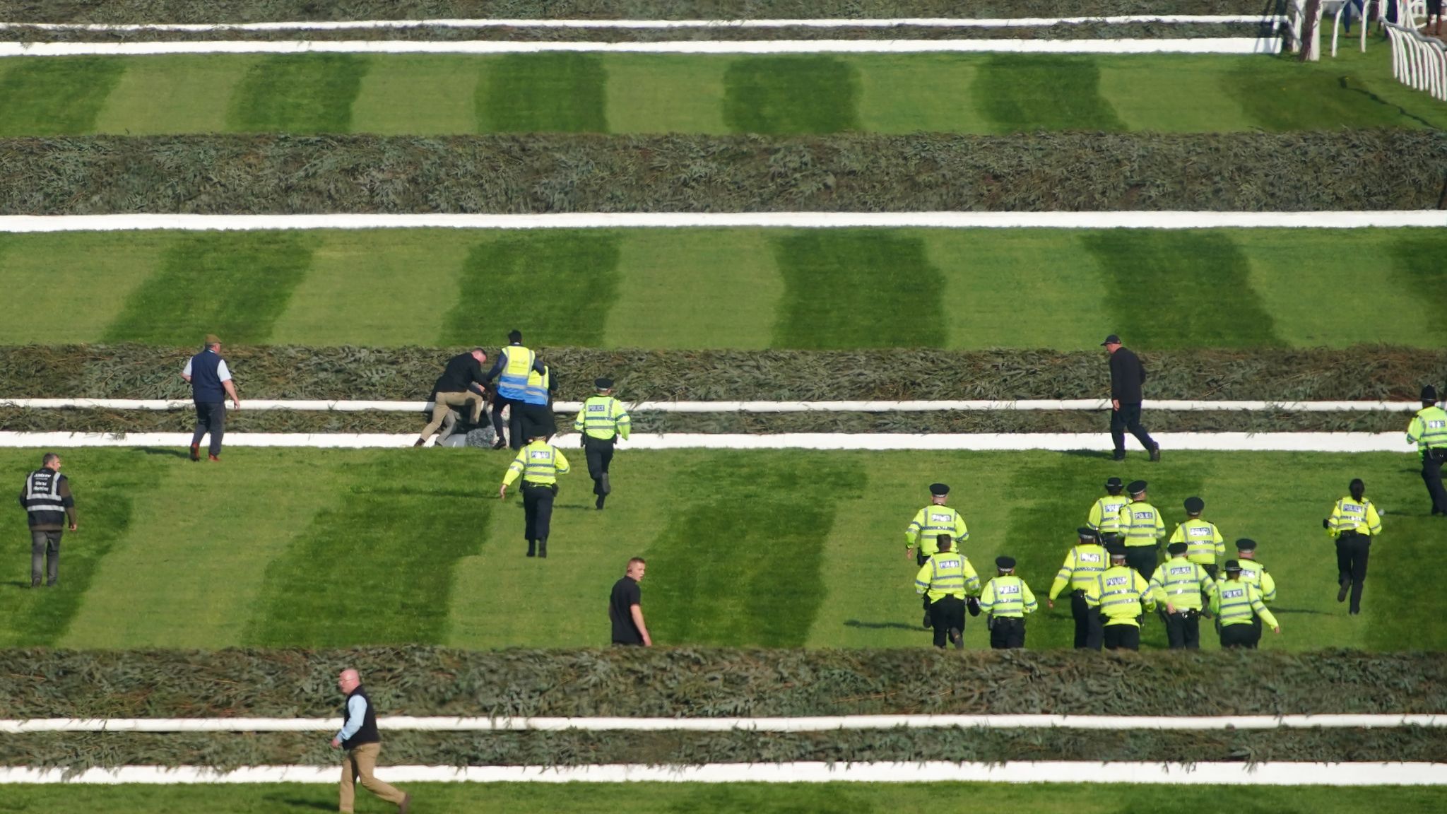 Third racehorse dies during Grand National meeting - as 118 arrested ...