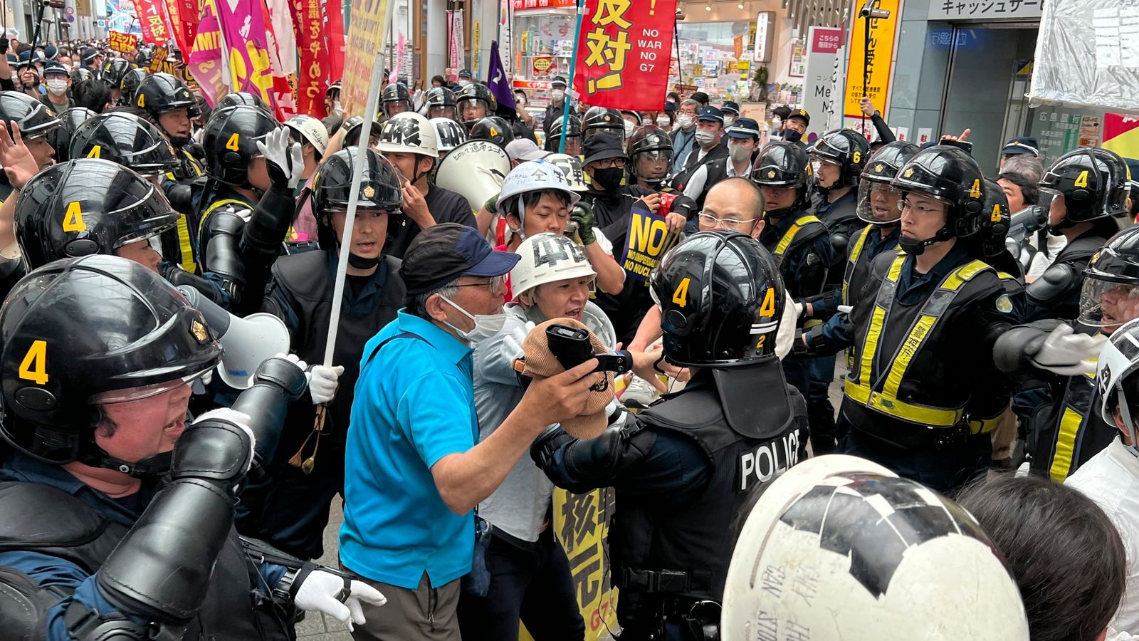 Japan: Anti-G7 protesters scuffle with police in Hiroshima | World News ...