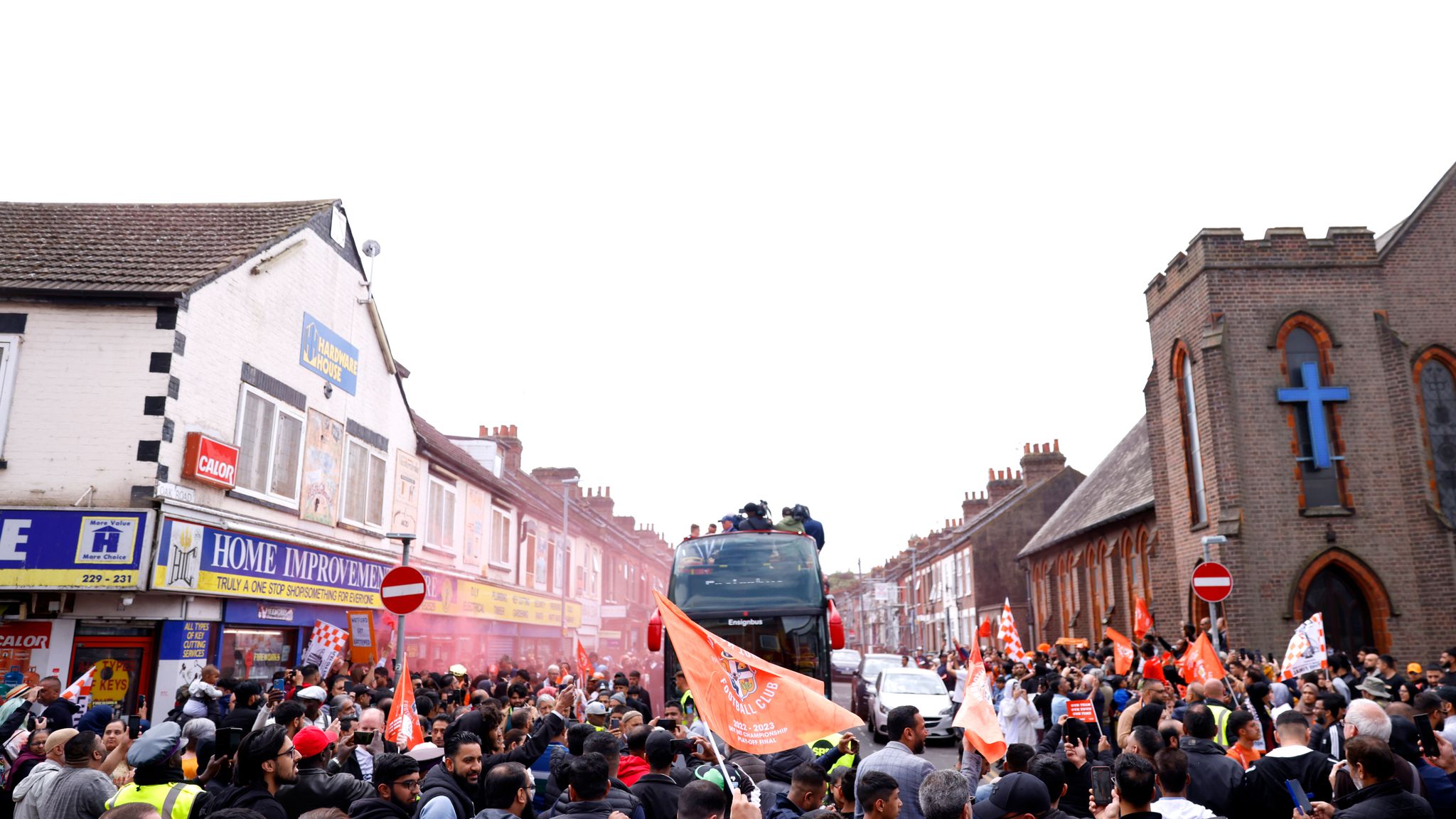 Luton Town celebrate historic rise to Premier League with huge crowds ...