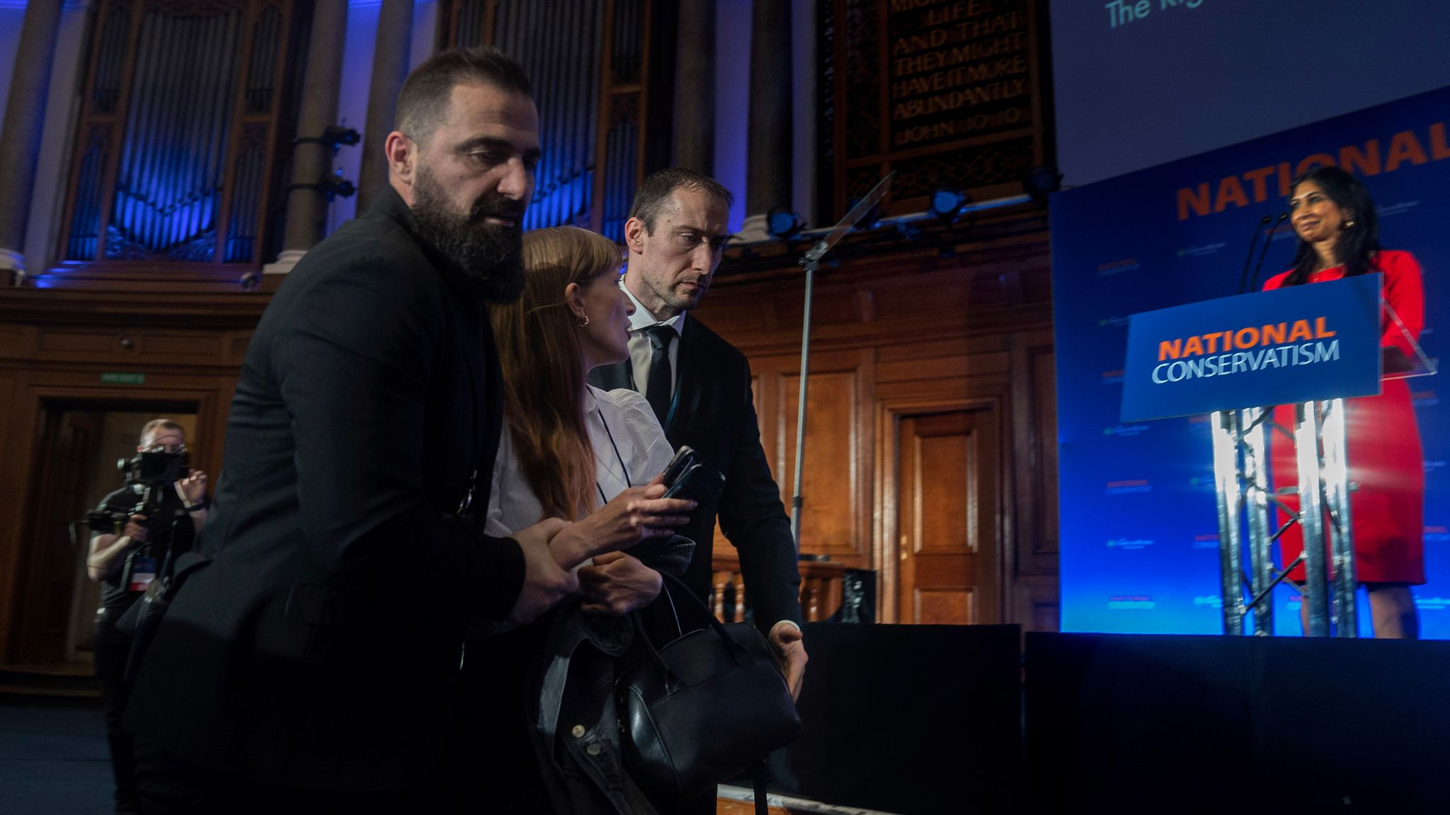 Braverman's immigration speech disrupted by protesters after Rees-Mogg ...