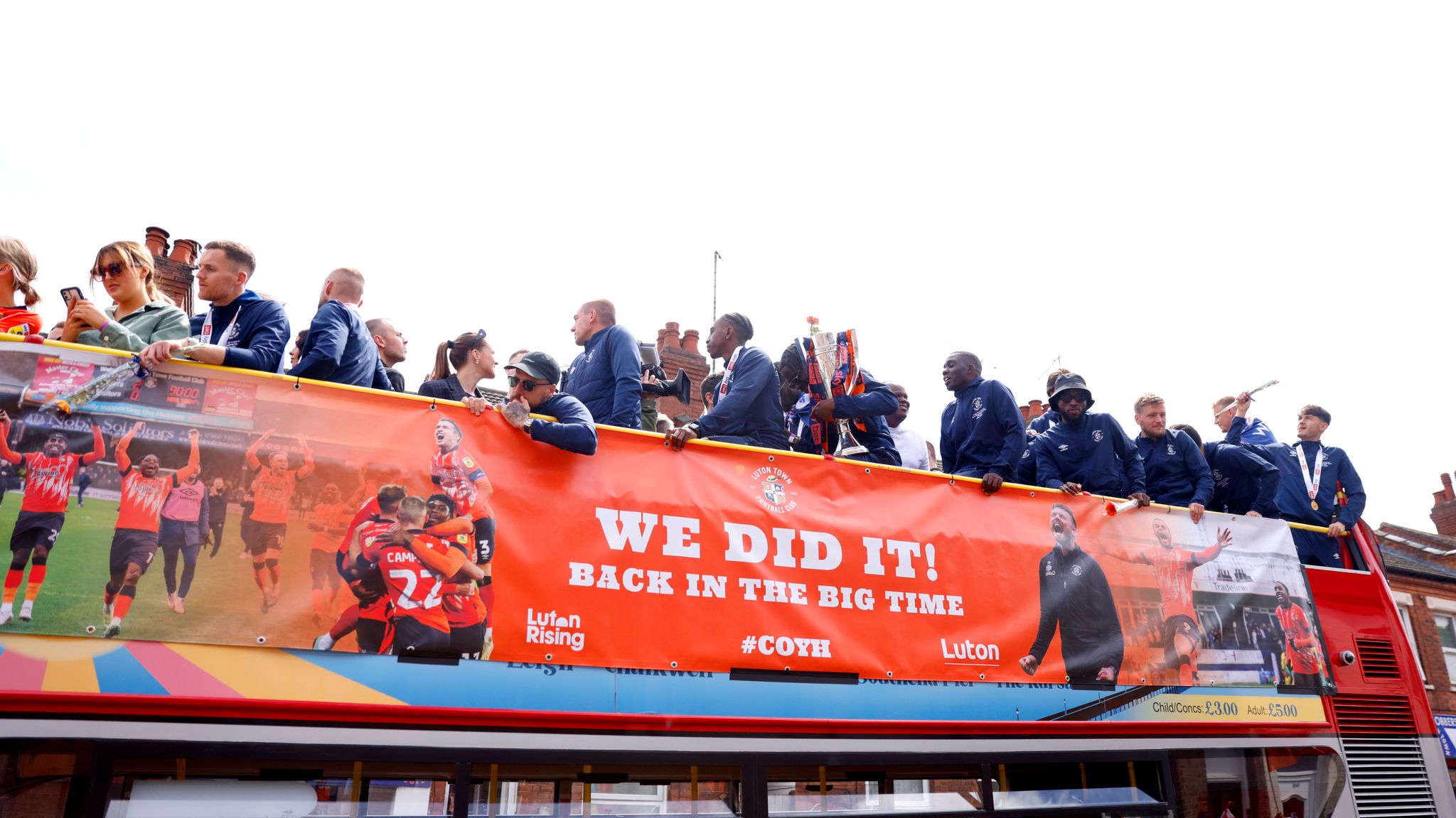 Luton Town celebrate historic rise to Premier League with huge crowds ...