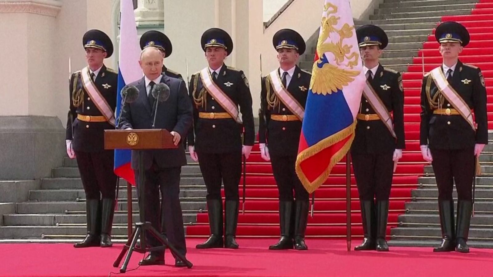 Russian President Vladimir Putin gives speech thanking military and ...