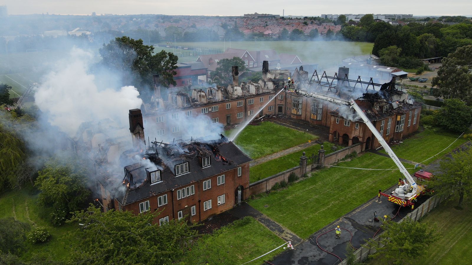Newcastle fire: Crews battle huge blaze at disused university halls ...