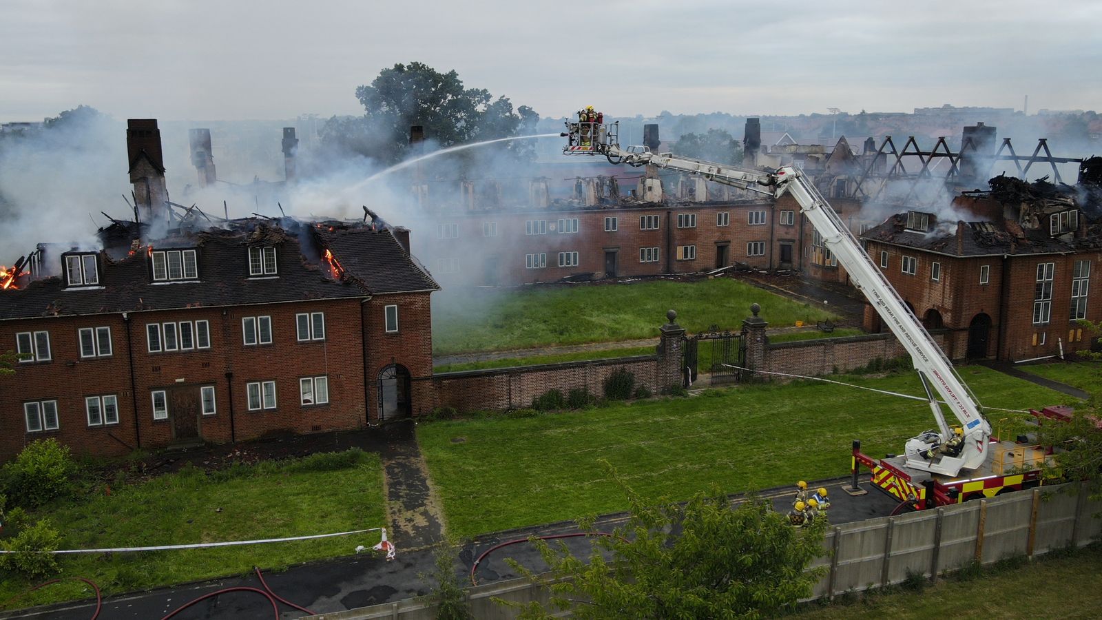 Huge fire destroys part of listed building - man arrested | UK News ...