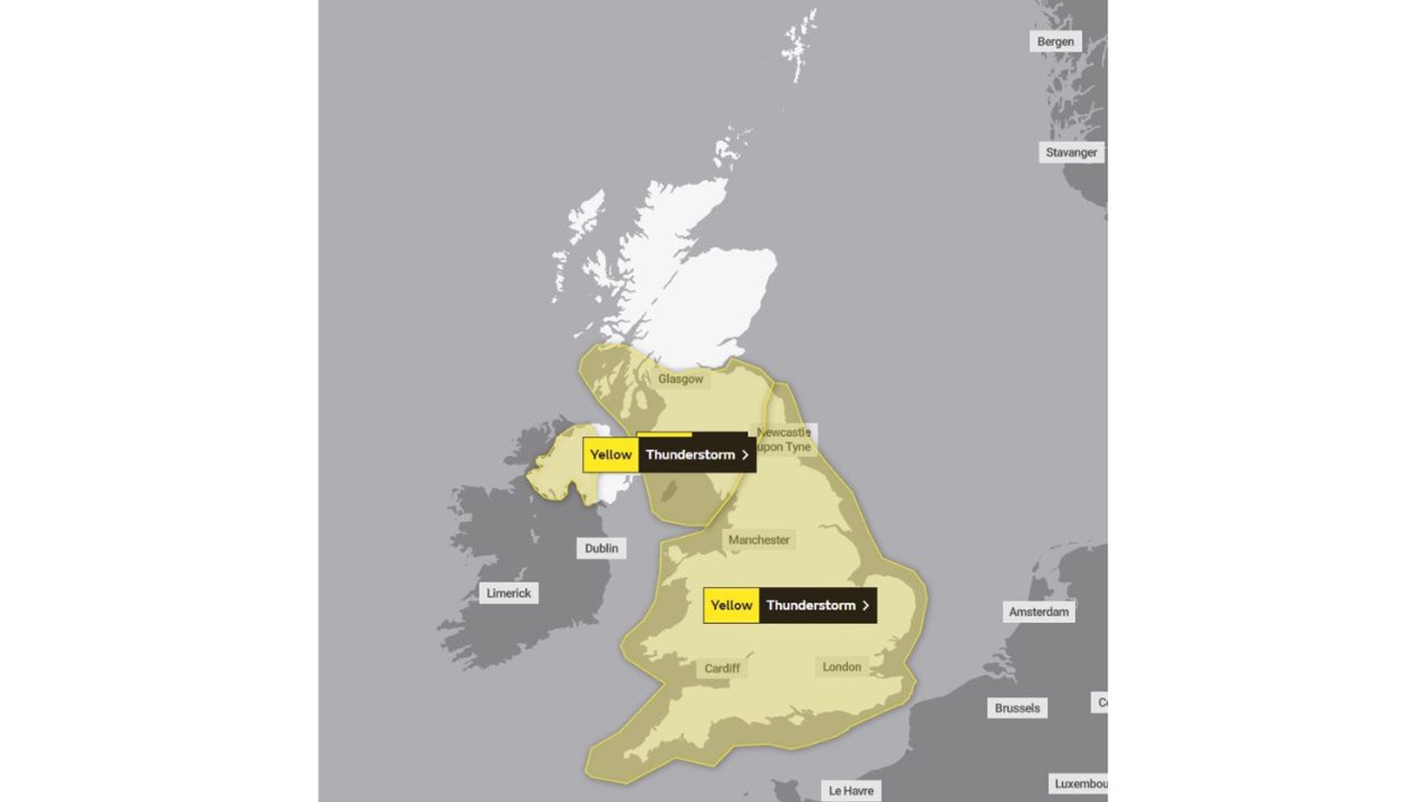 UK weather: Met Office yellow warnings blanket country - some areas ...
