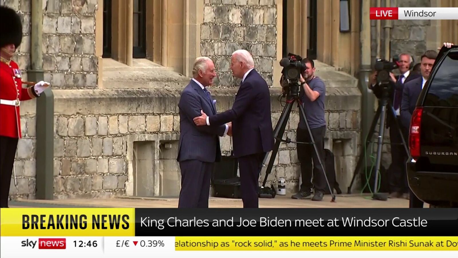 King Charles III welcomes the US President Joe Biden to Windsor Castle | UK News | Sky News