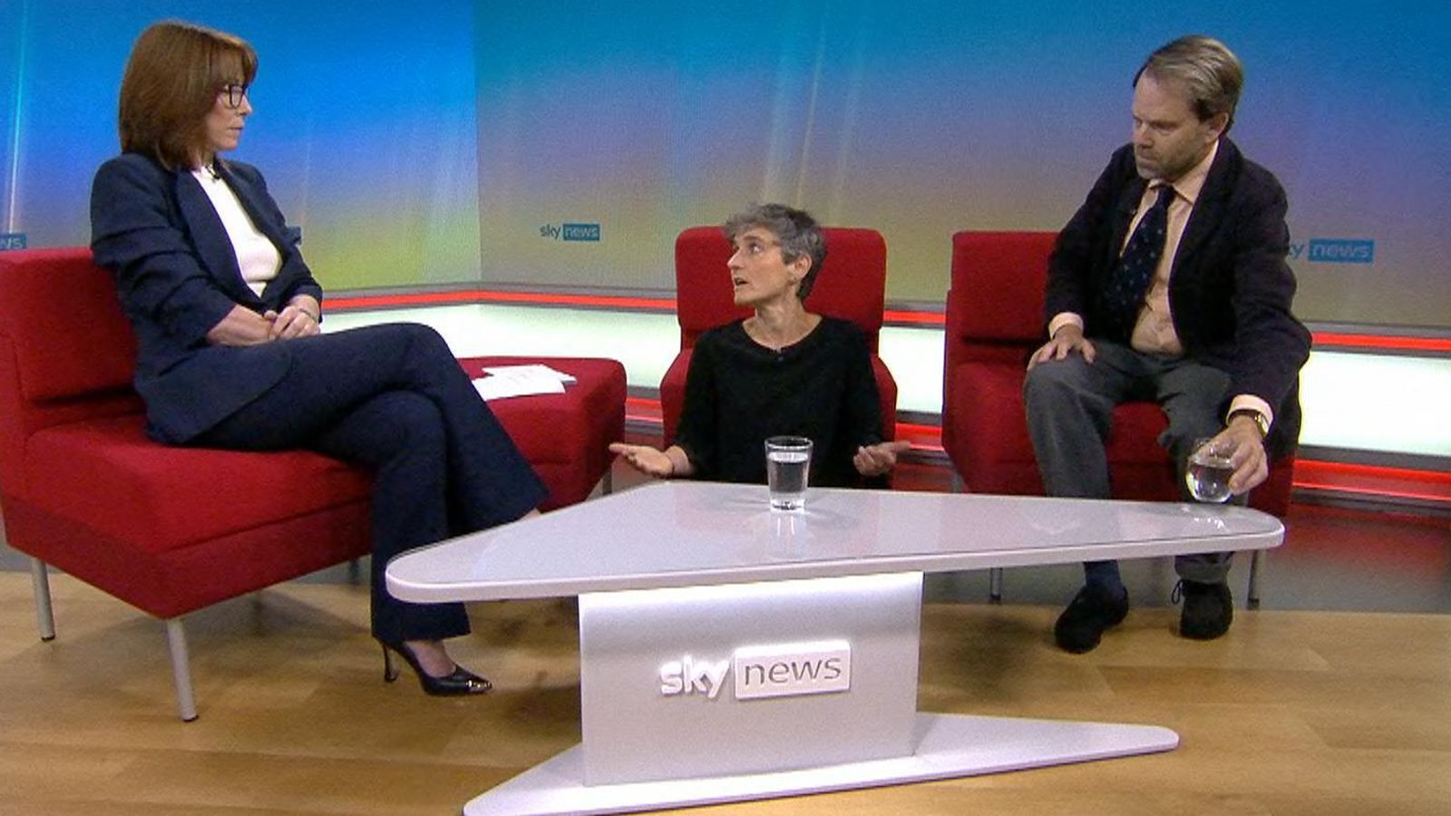 Just Stop Oil protester sits on floor during interview with Sky's Kay ...