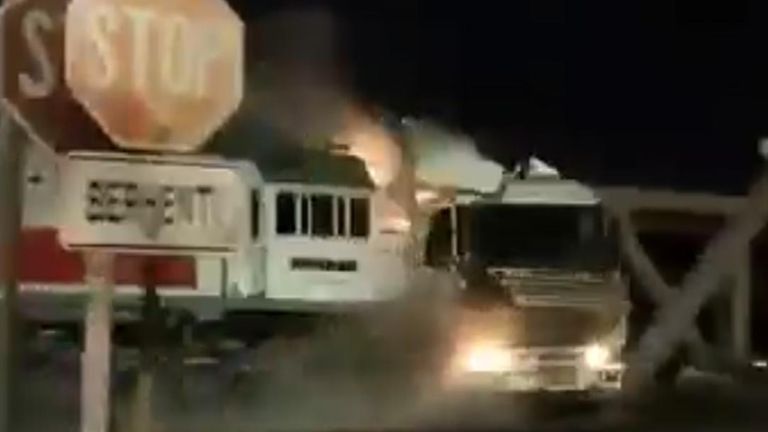 Indonesia: Train crashes intro truck causing fiery explosion | World ... Indonesia: Train crashes intro truck causing fiery explosion | World ...