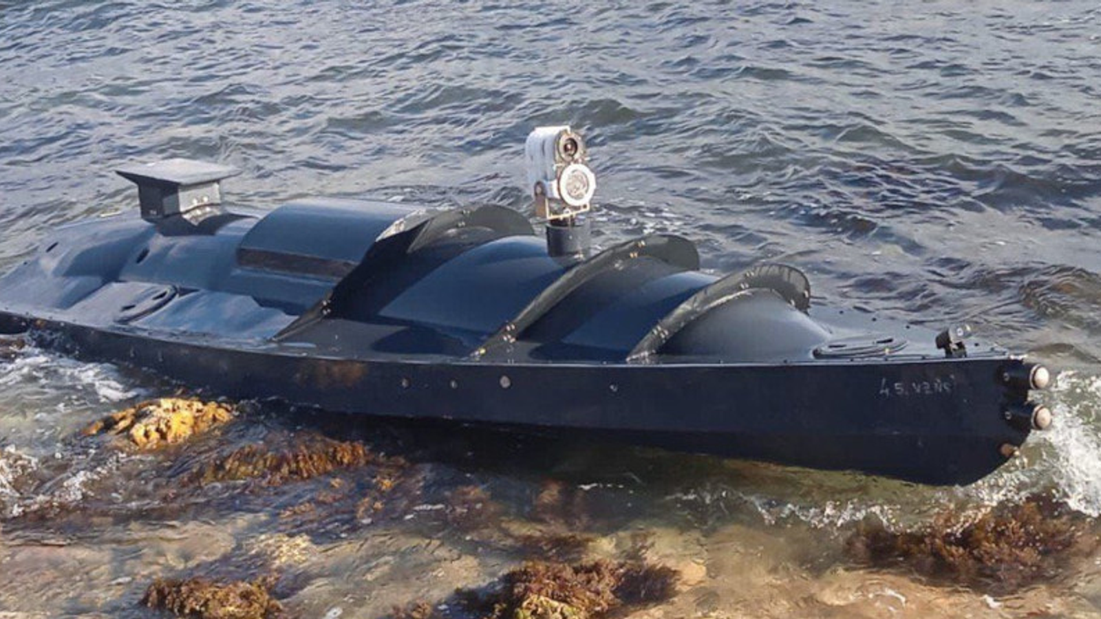 Russian navy ship appears to be heavily damaged in Ukrainian sea drone ...