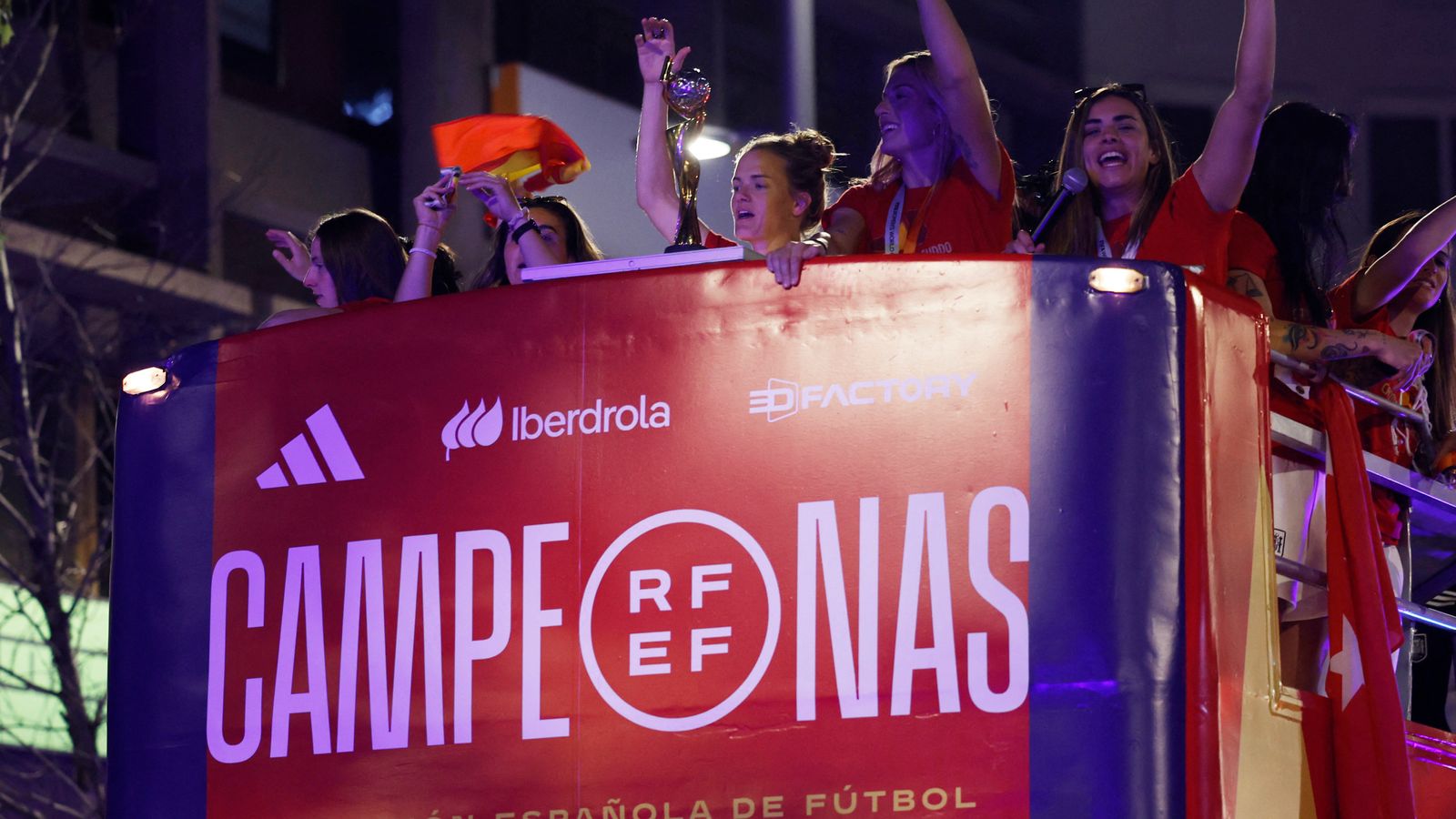 Spain's victorious Women's World Cup side parade trophy through Madrid ...