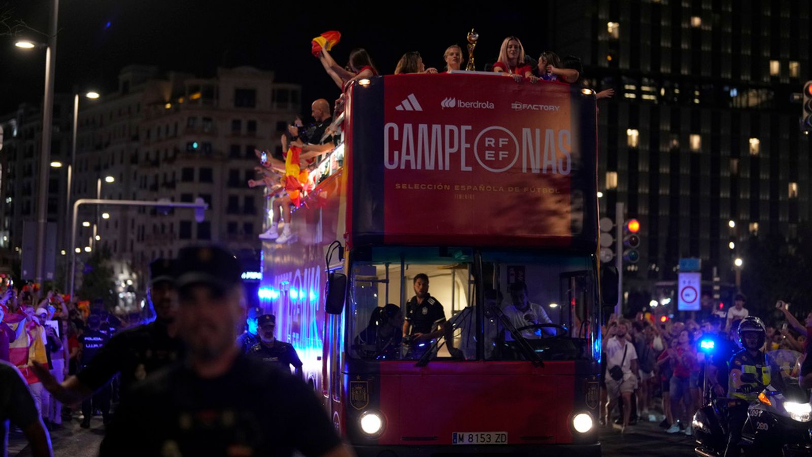 Spain's victorious Women's World Cup side parade trophy through Madrid ...