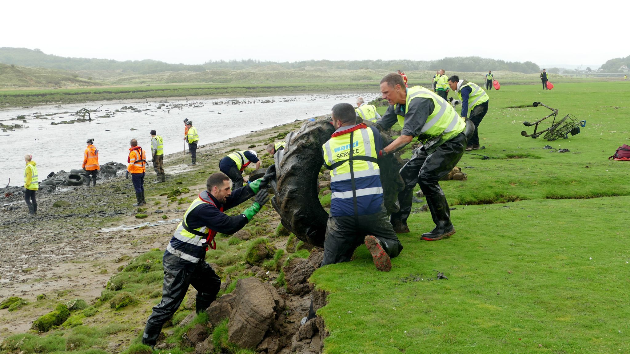 2,000 tyres recovered from River Ogmore in south Wales during clean-up ...