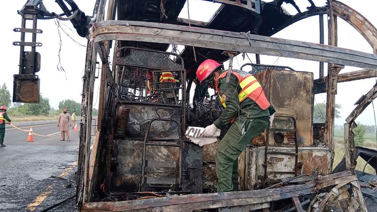 18 killed, 13 injured as passenger bus catches fire after hitting van ...