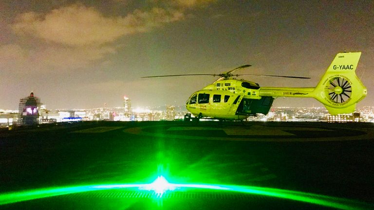 Air ambulance crew member's eye hit with laser as charity warns of spike in incidents | UK News ...