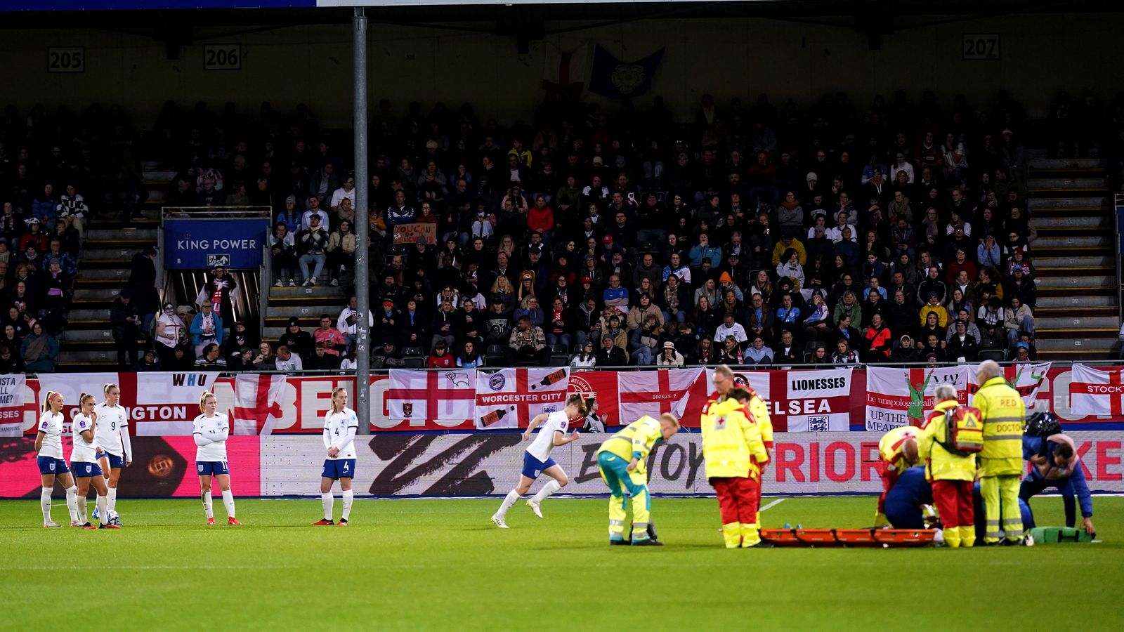England's Alex Greenwood given oxygen on pitch and stretchered off after suffering head injury ...