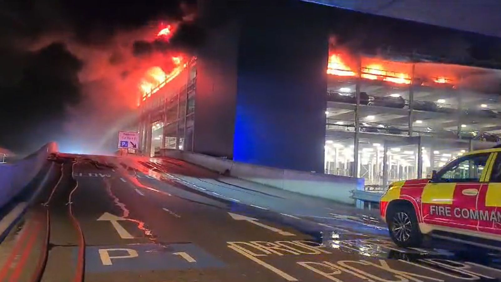 Luton Airport fire: Video shows moment huge fireball engulfs car park ...