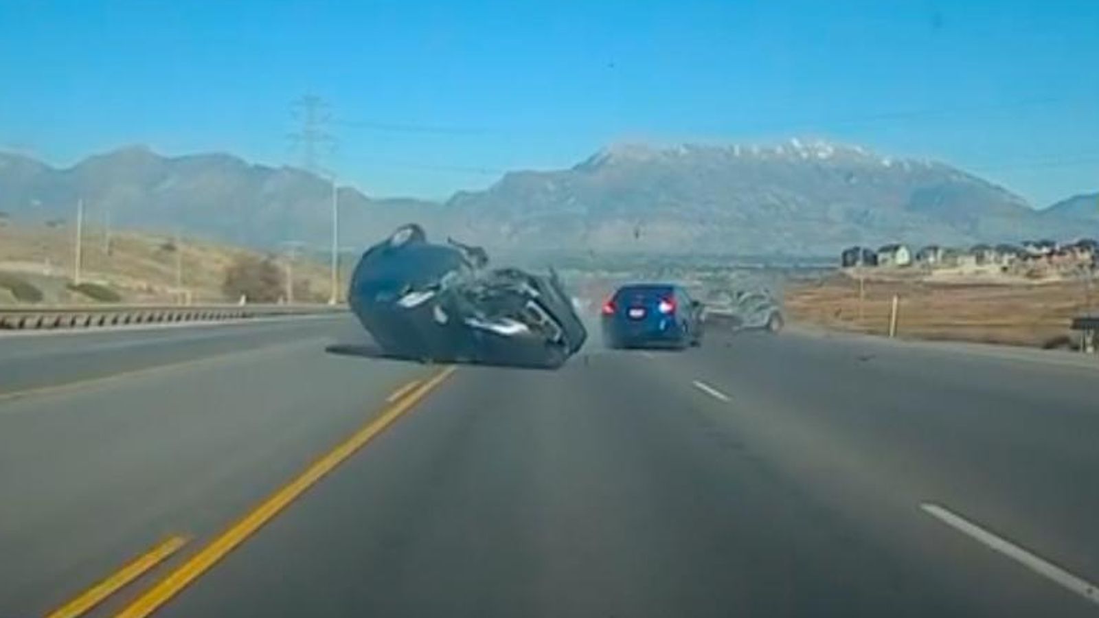 Utah: Car flips after head-on collision, seriously injuring three ...