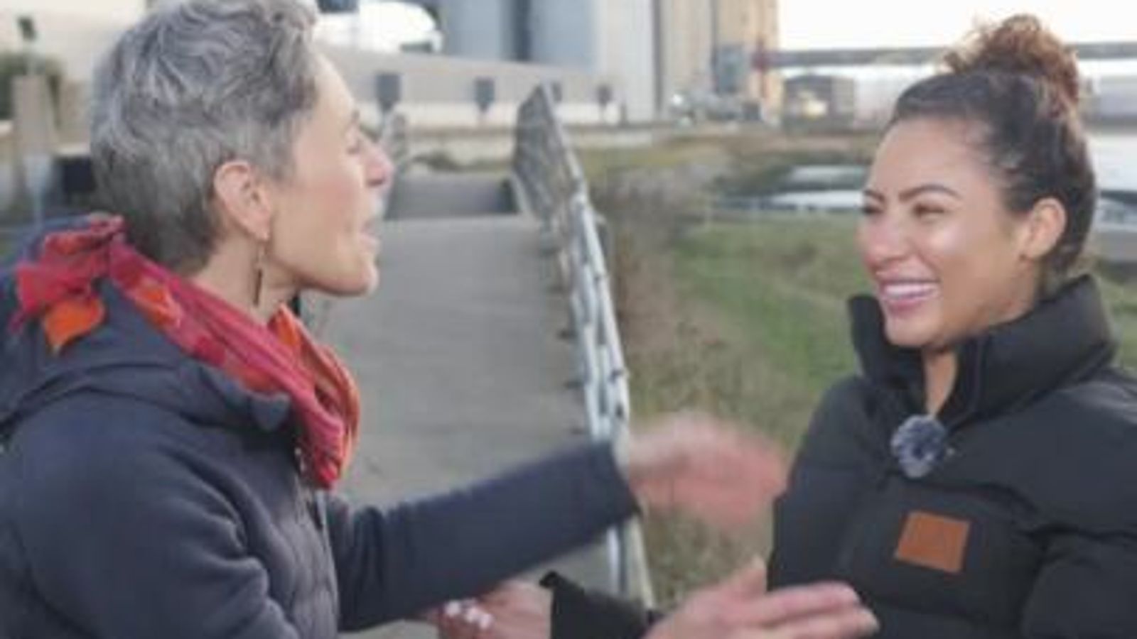 Climate protester Lou Lancaster meets driver Sherrilyn Speid from that ...