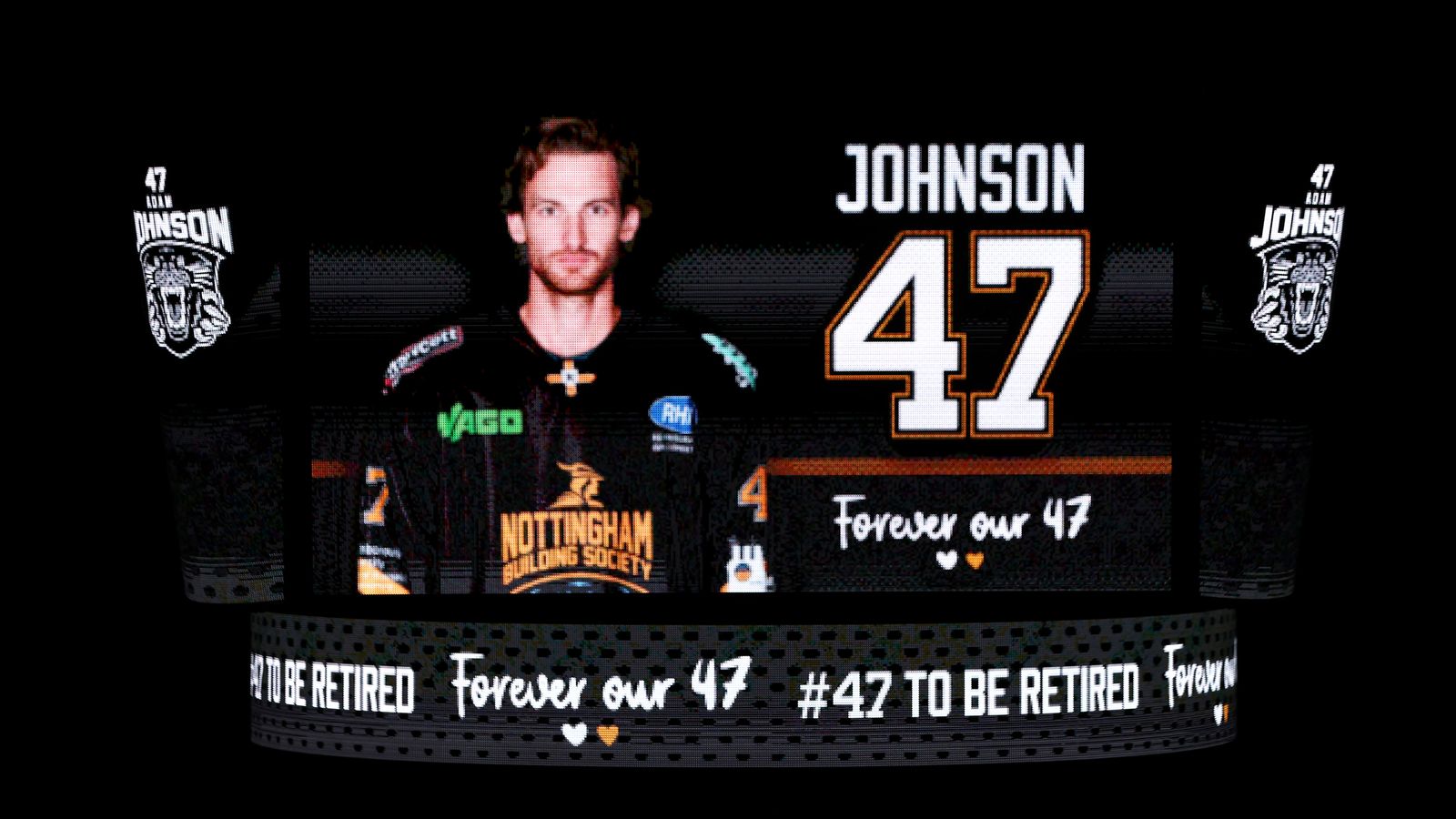 Adam Johnson: Ice hockey player's shirt number retired as memorial game ...