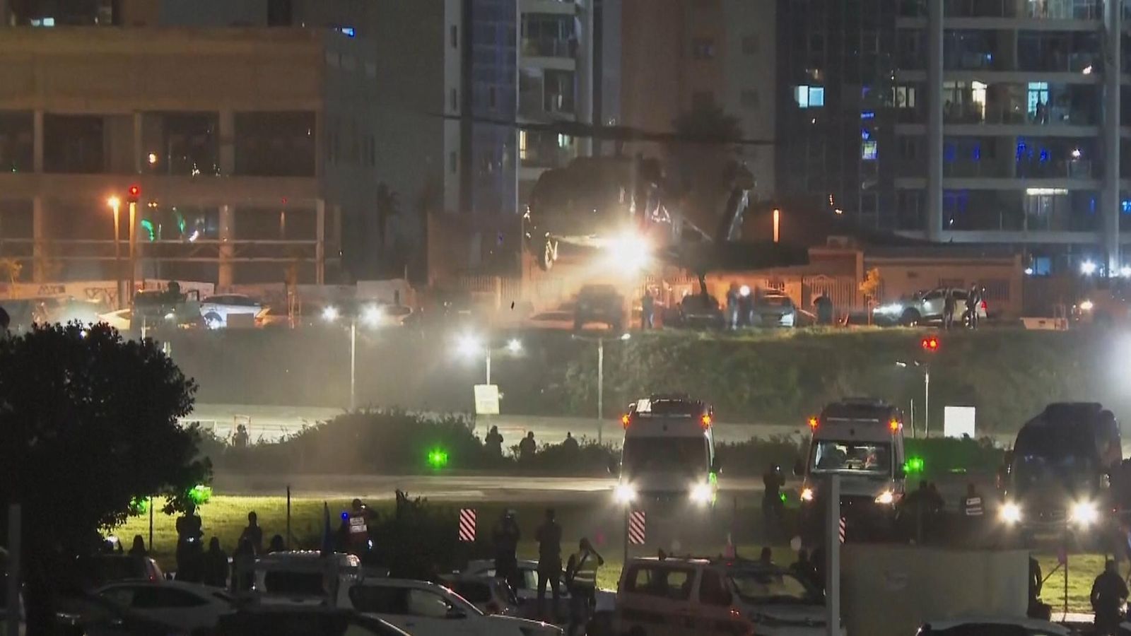 Helicopter brings hostages released by Hamas to hospital in Israel ...