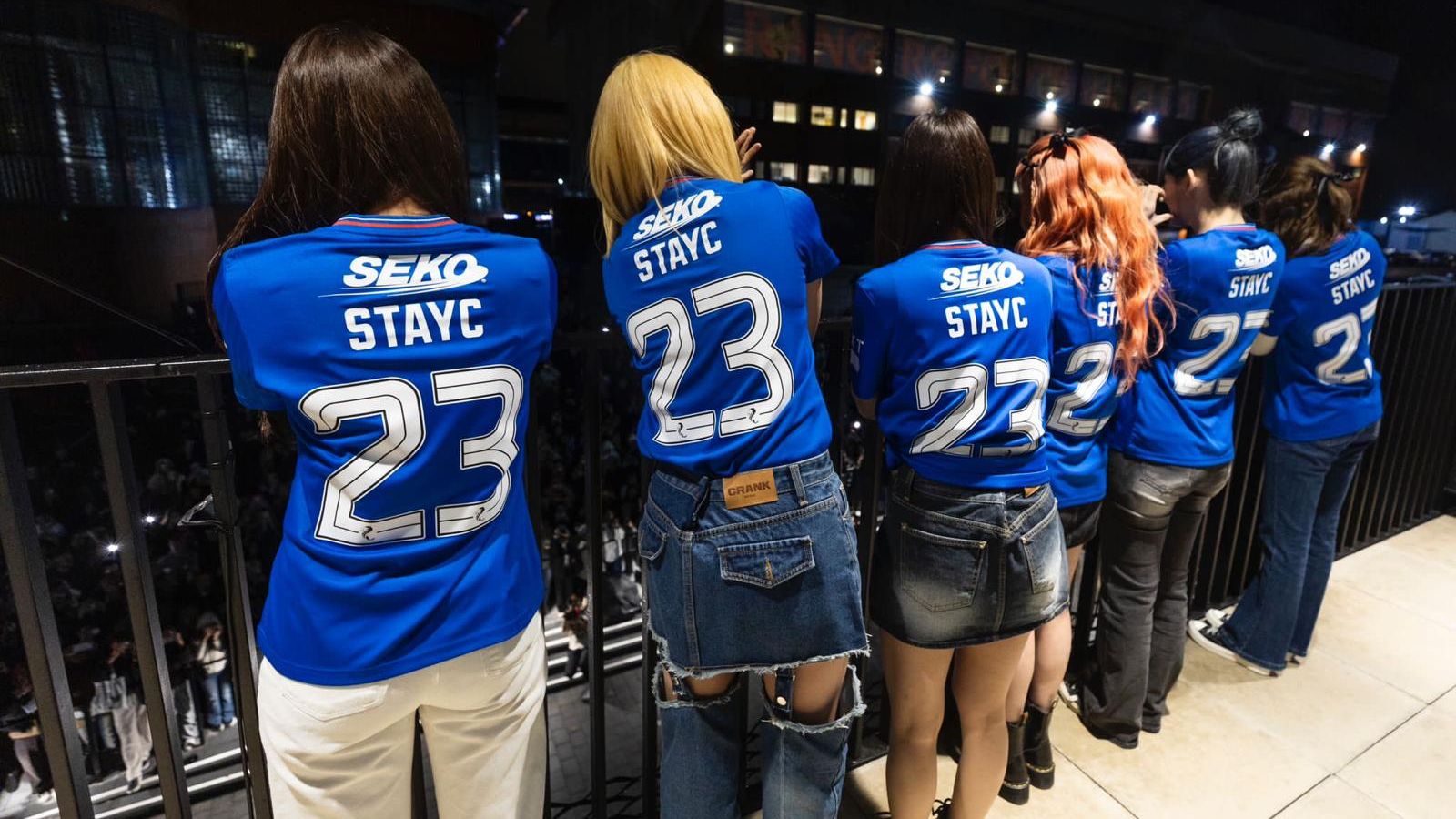 K-pop group STAYC greet fans at Ibrox Stadium in Glasgow after Rangers ...