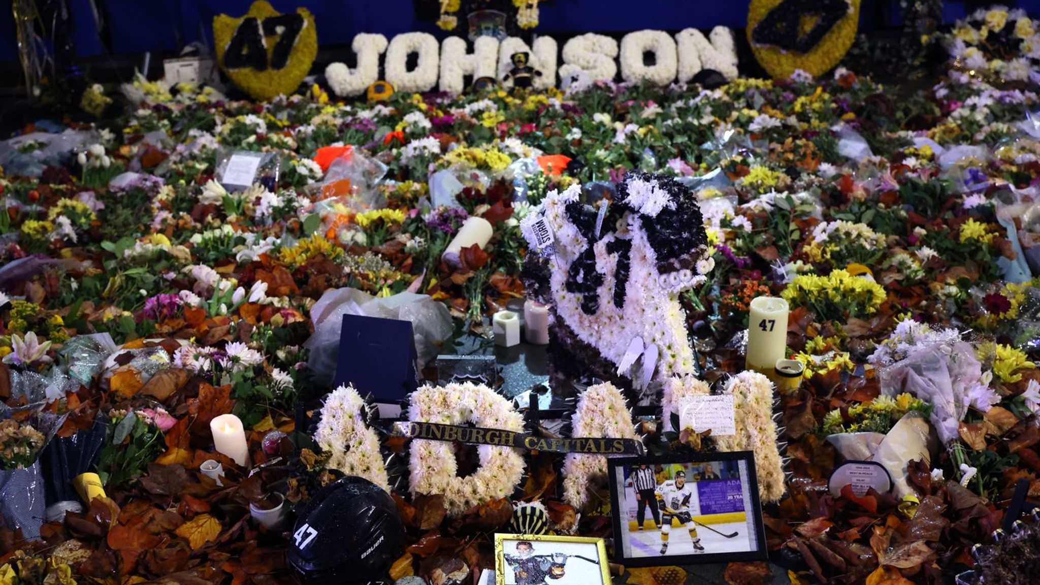 Adam Johnson: Ice hockey player's shirt number retired as memorial game ...