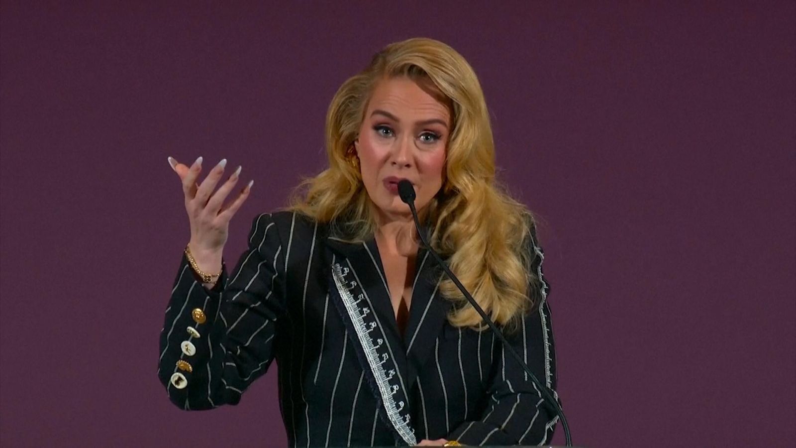 Adele reflects on motherhood and her career path as she accepts Sherry ...