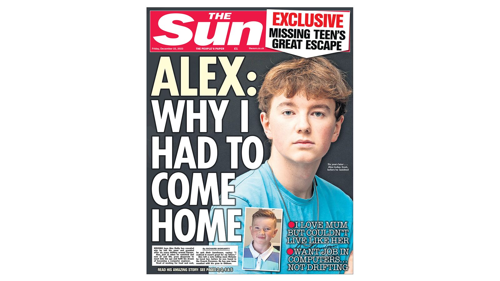 Alex Batty: Teenager says it feels 'surreal' to be home after being ...