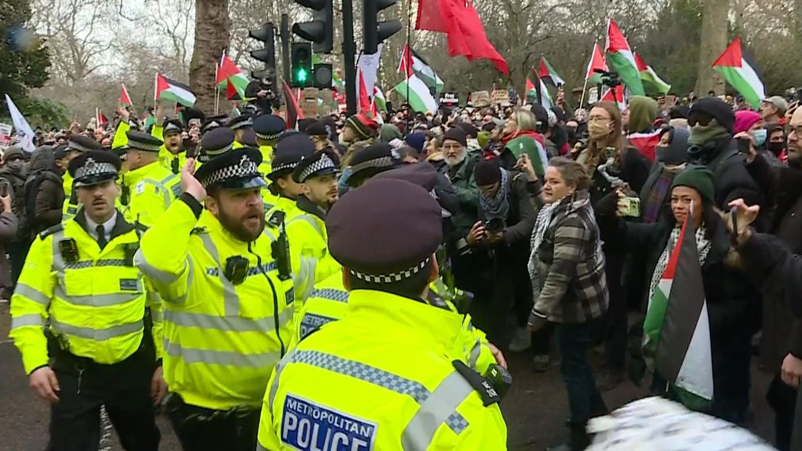 Pro-Palestinian protest calling for Gaza ceasefire broken up after ...