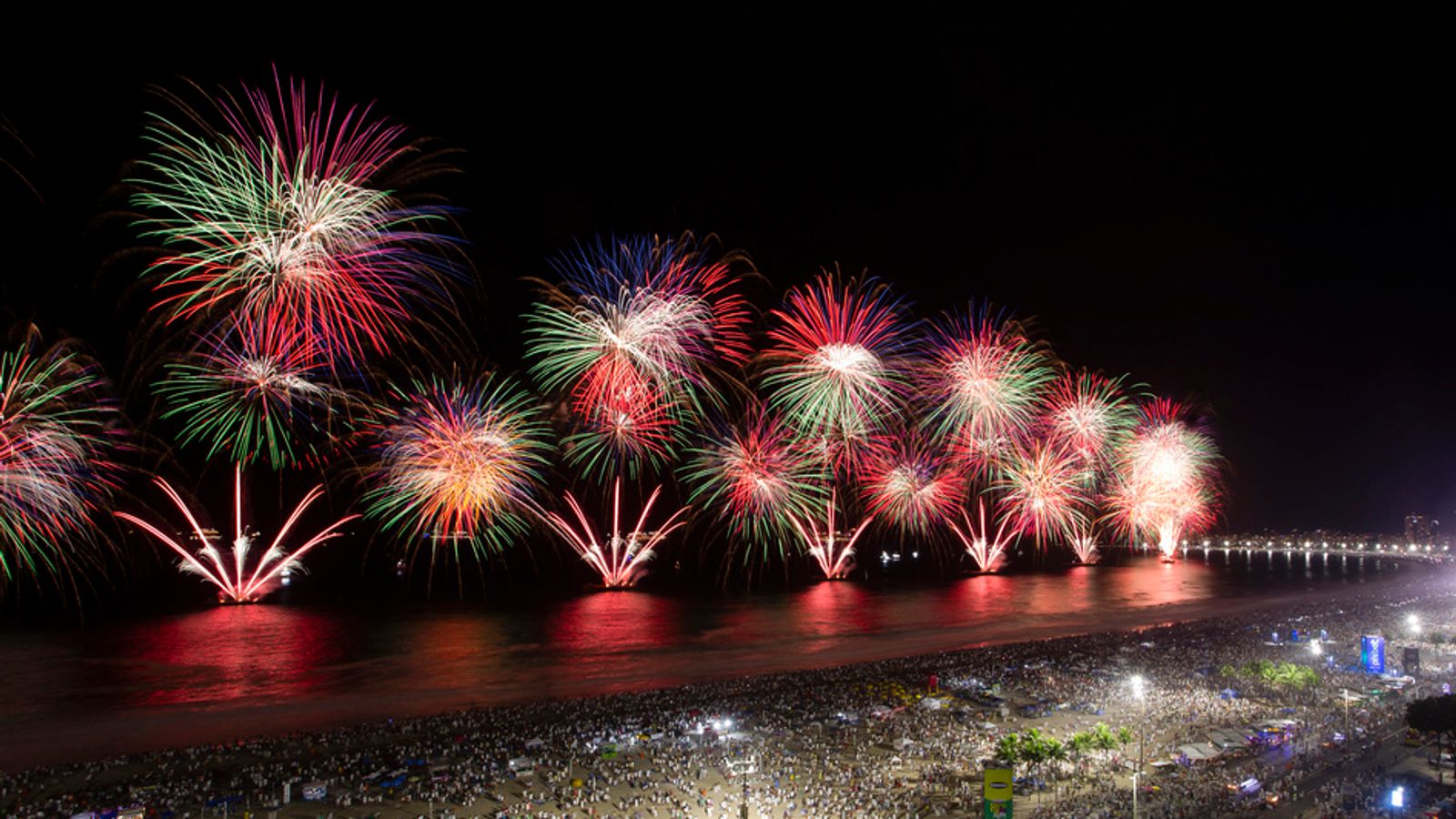 Rio de Janeiro crowds watch New Year fireworks from Copacabana beach ...