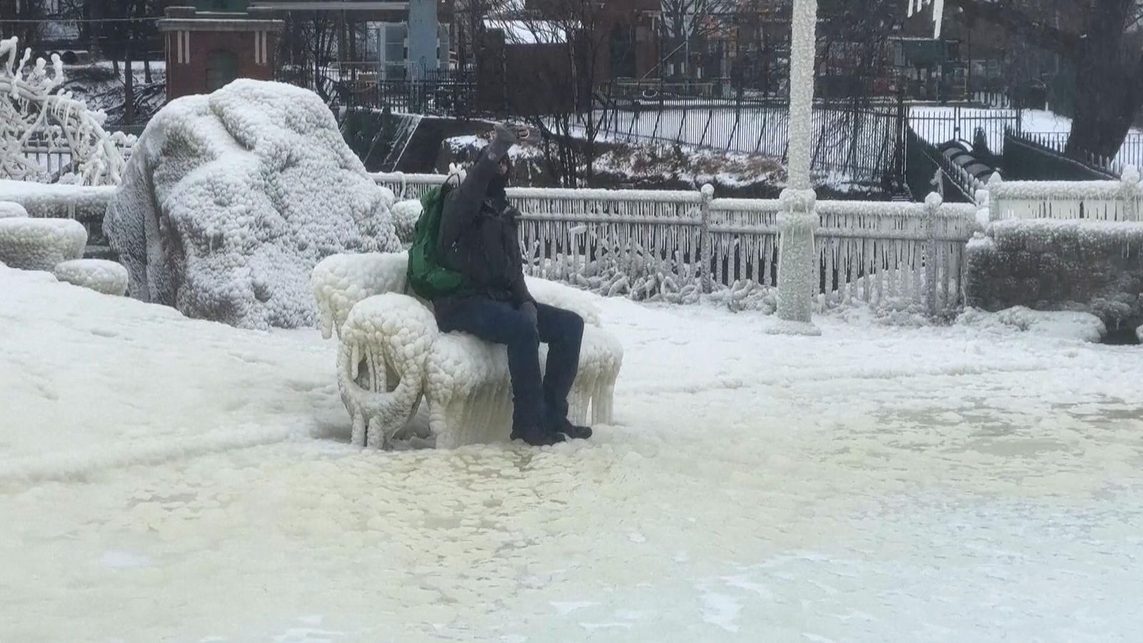 Frozen waterfall in New Jersey delights locals amid freezing weather ...