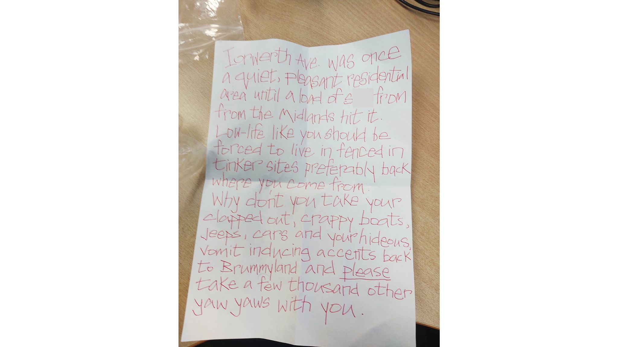 Police investigate letter calling Birmingham accent 'vomit-inducing ...