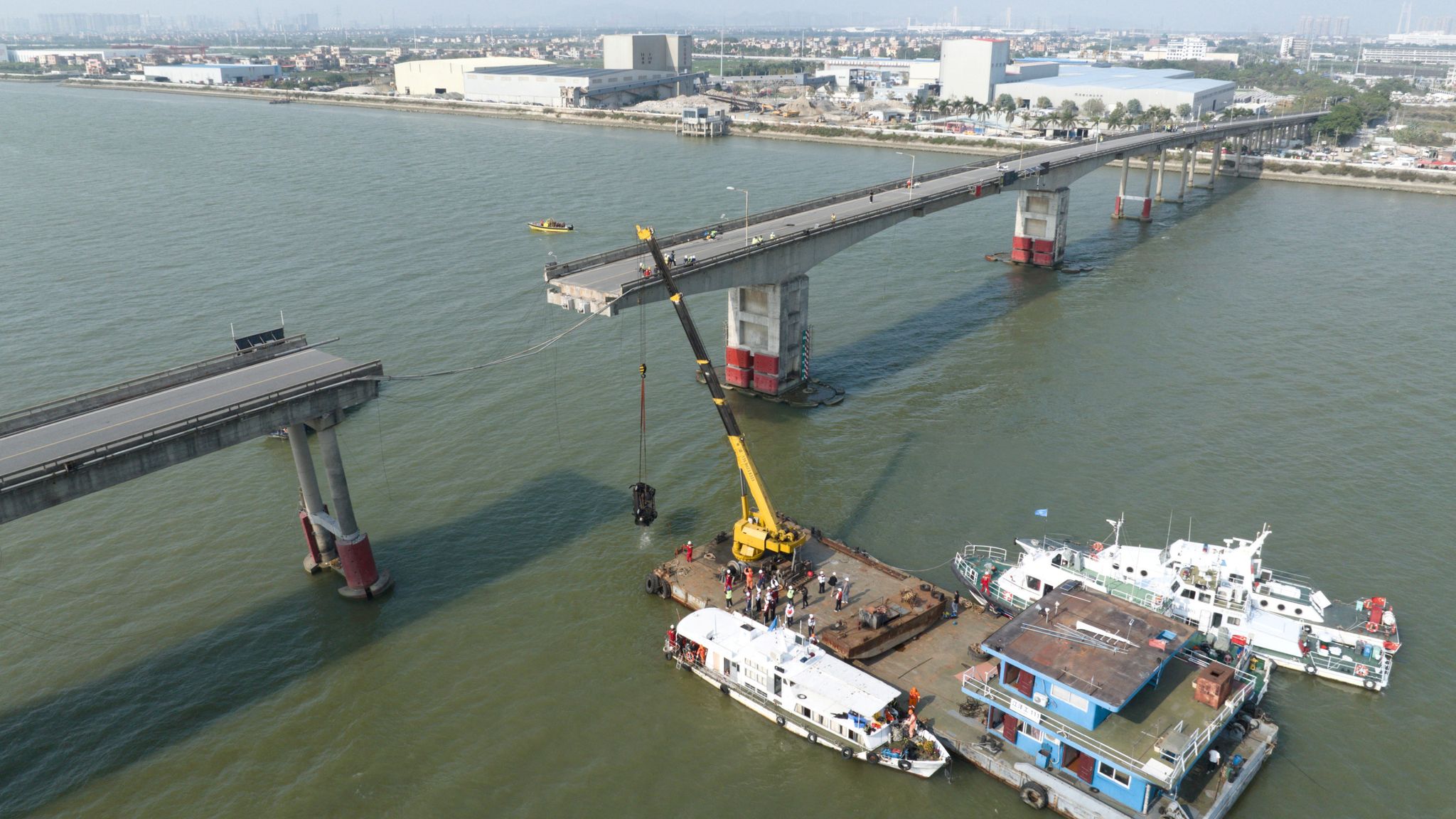 China: Five killed after barge crashes into bridge, as vehicles plunge ...
