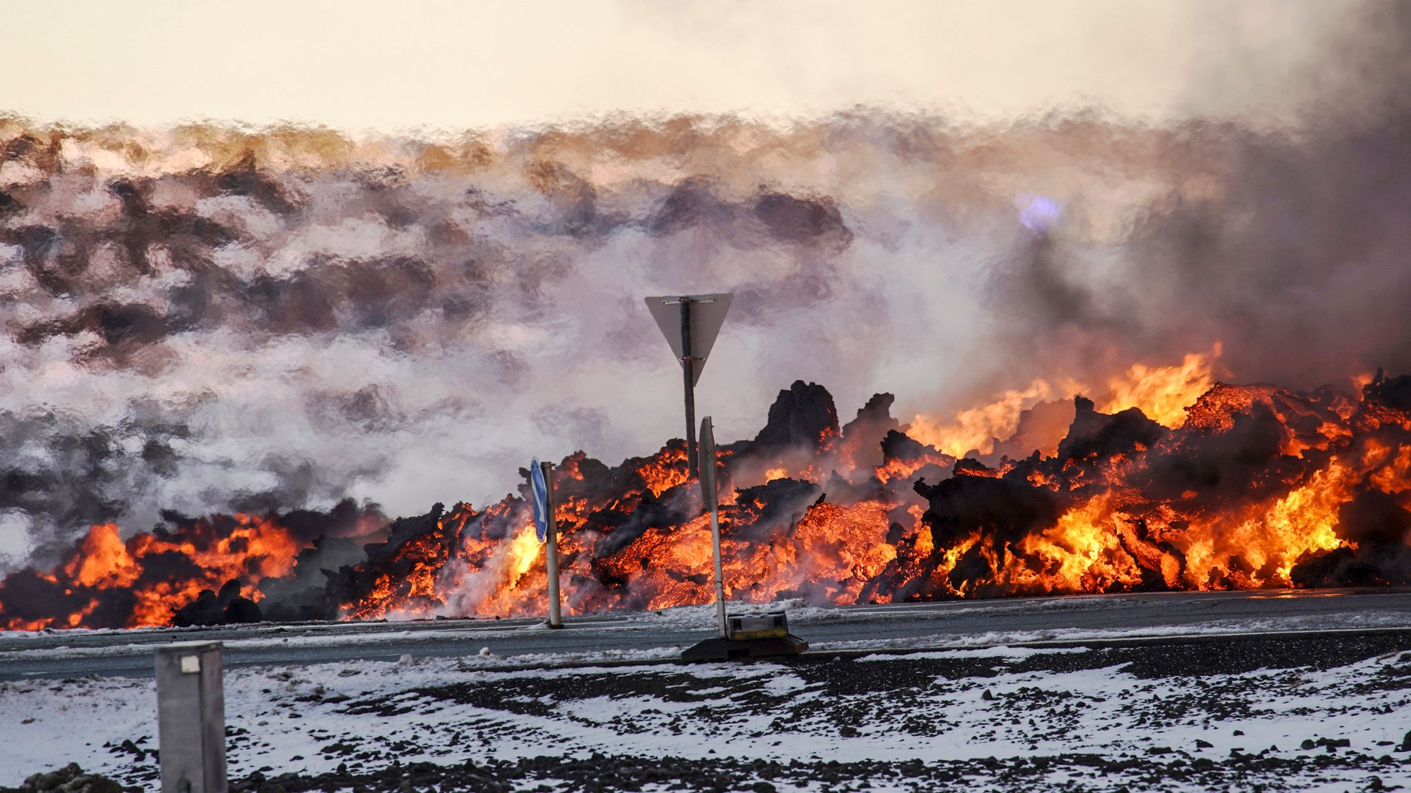 Iceland Volcano Enormous Lava Flow Engulfs Road After Another Eruption