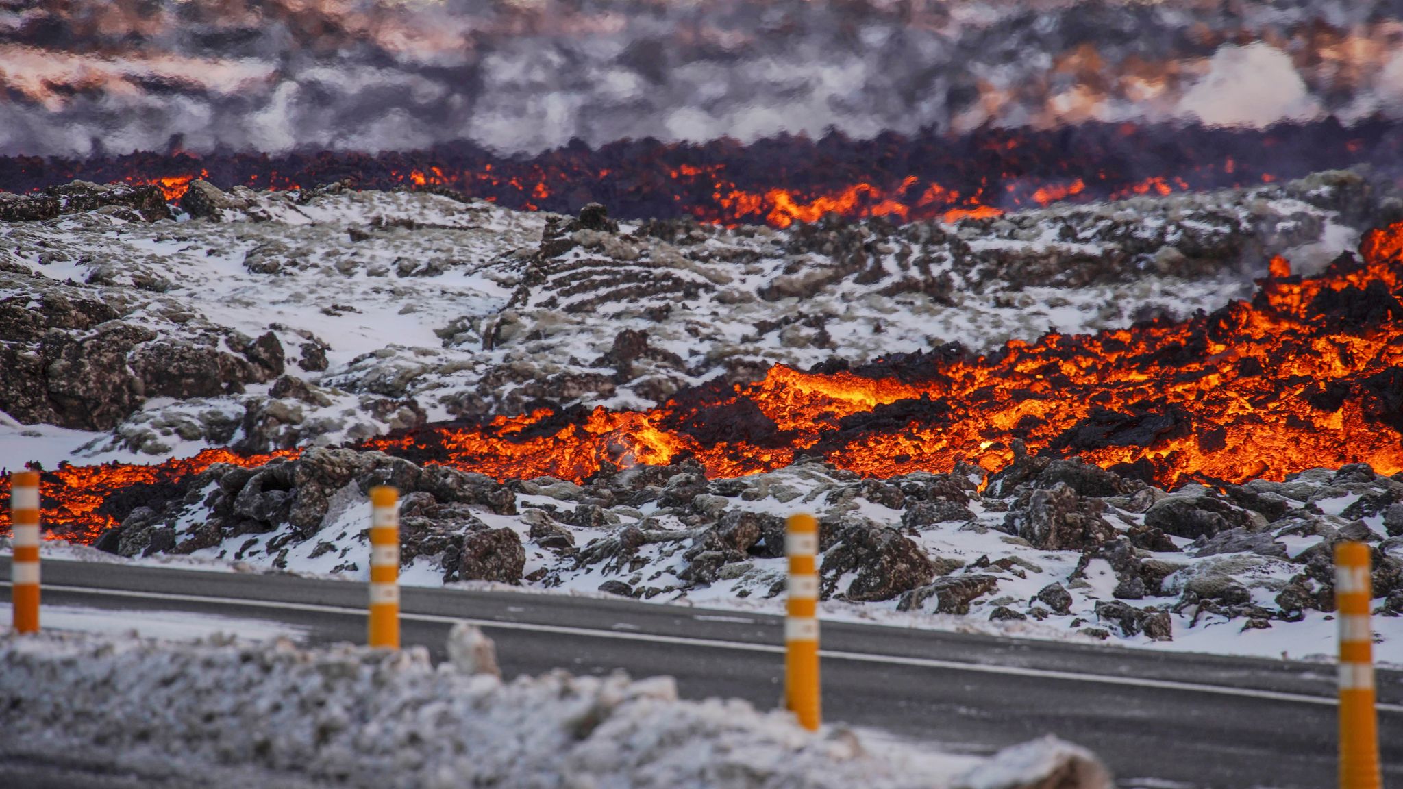 Iceland Volcano Enormous Lava Flow Engulfs Road After Another Eruption