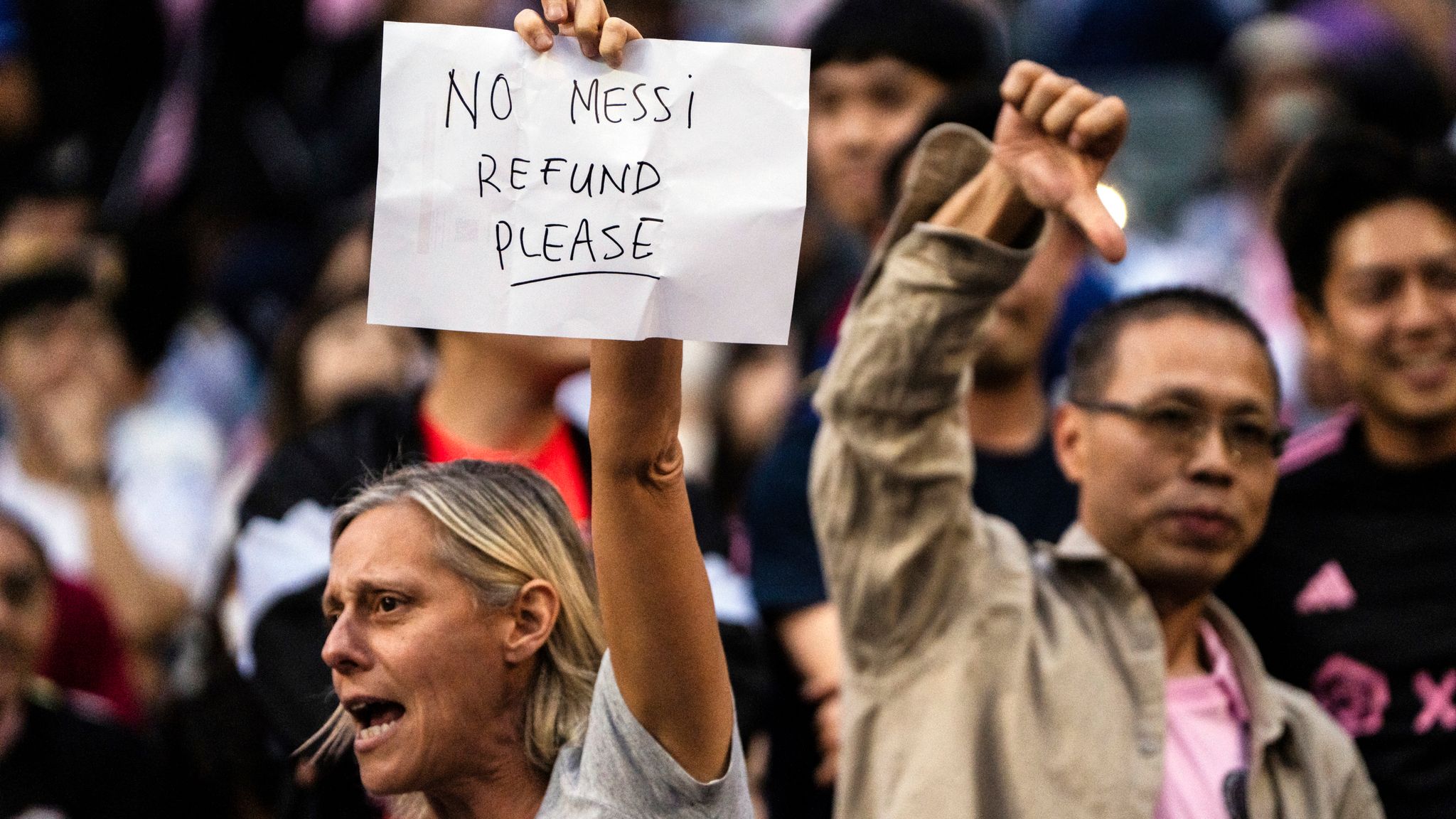 David Beckham booed and angry fans demand refund after Lionel Messi ...