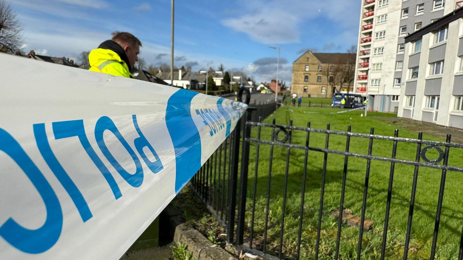 Five people taken to hospital after bus crashes into block of flats in Paisley | UK News | Sky News