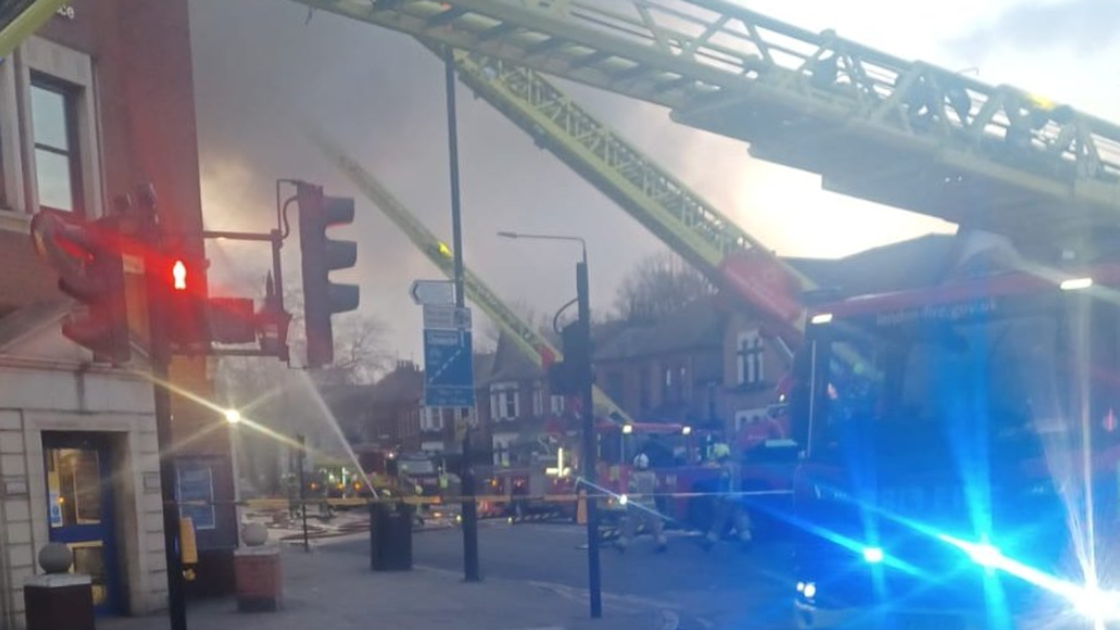 Roof 'completely destroyed as more than 170 firefighters tackle blaze ...