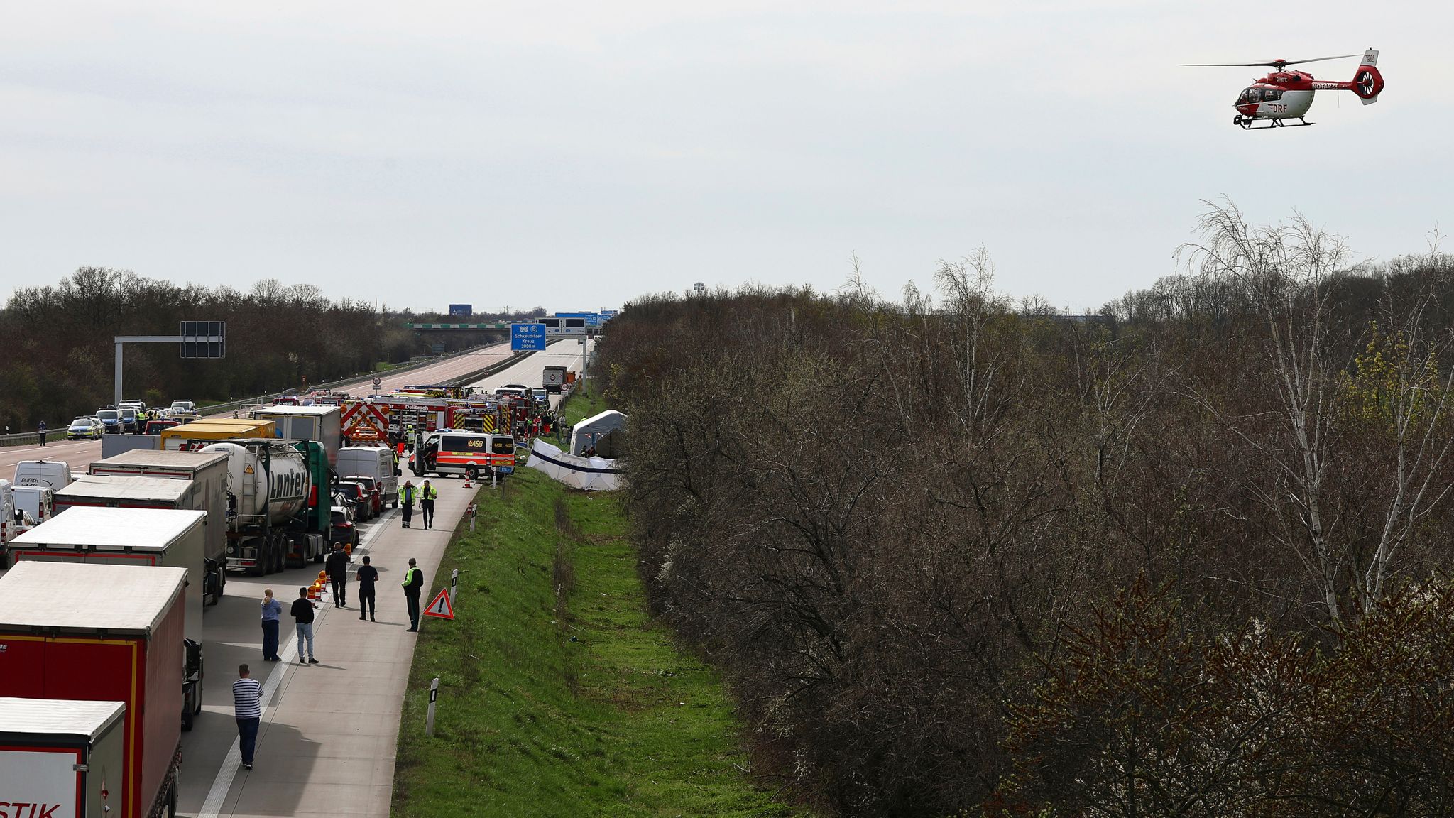 At least five people killed after bus crashes on German motorway ...