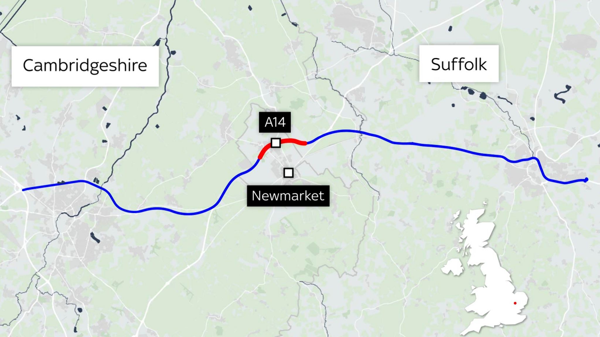 A14 flooding - dubbed 'The Newmarket Puddle' - receives sarcastic ...