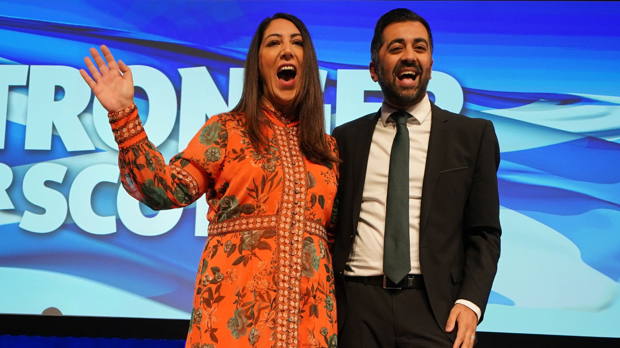 Scotland's First Minister Humza Yousaf and wife Nadia El-Nakla ...